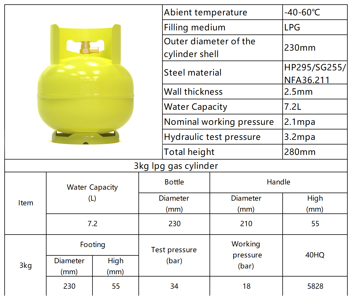 3KG Type-BO LPG Gas Cylinder - Minnuo Vessel